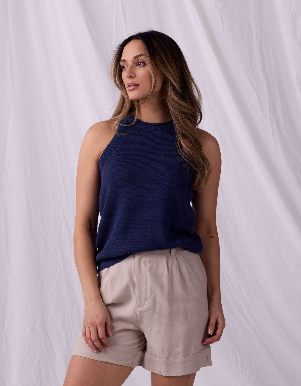 Wanderlust Hi-Neck Tank in Navy – The Normal Brand