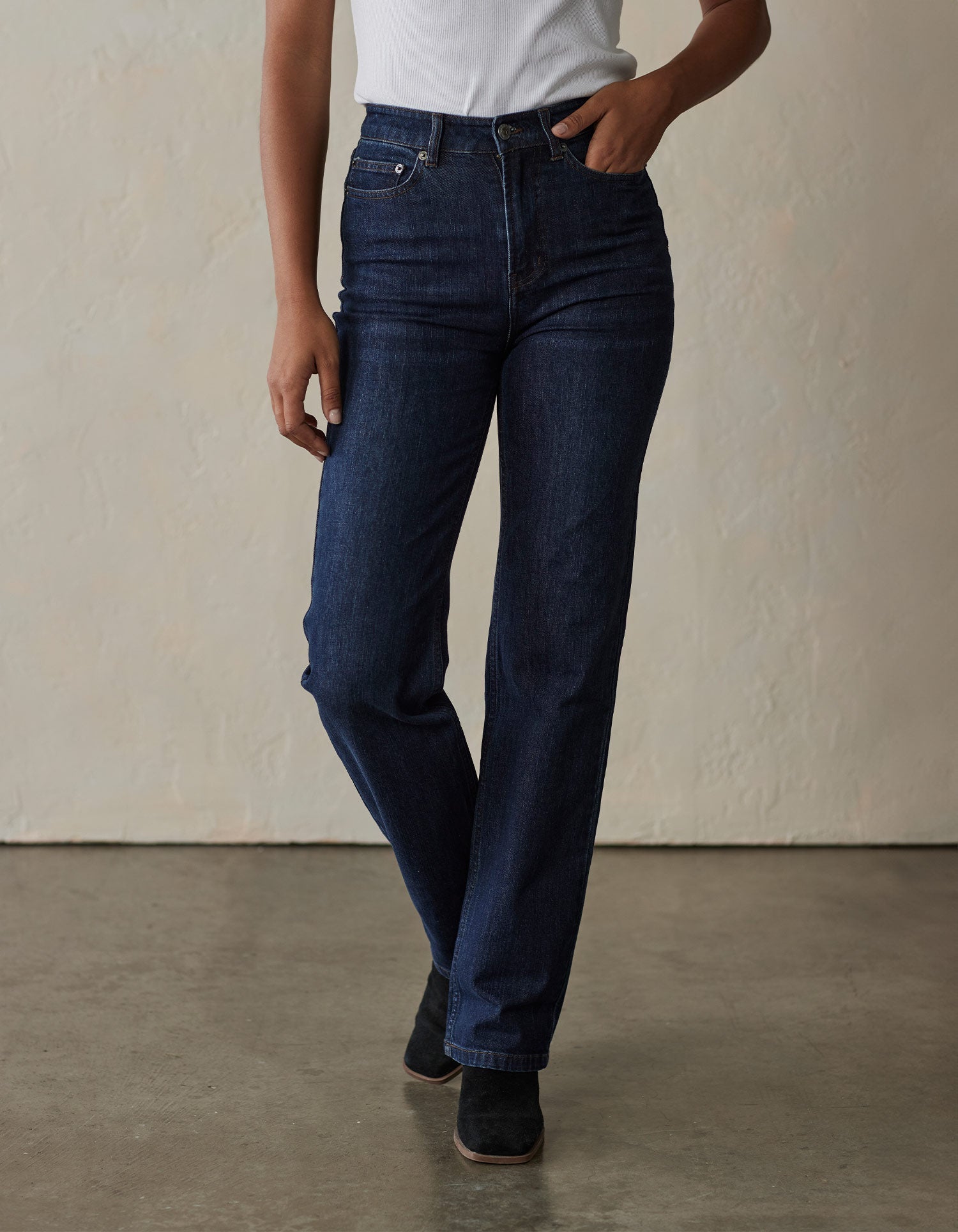 Hi-Rise Straight Jean in Dark Wash – The Normal Brand