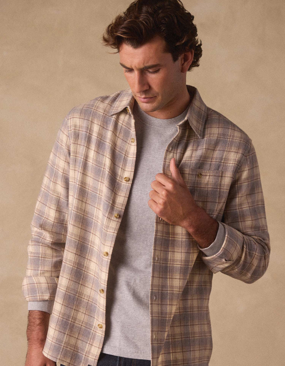 Hudson Double Brushed Flannel in Cream Plaid – The Normal Brand