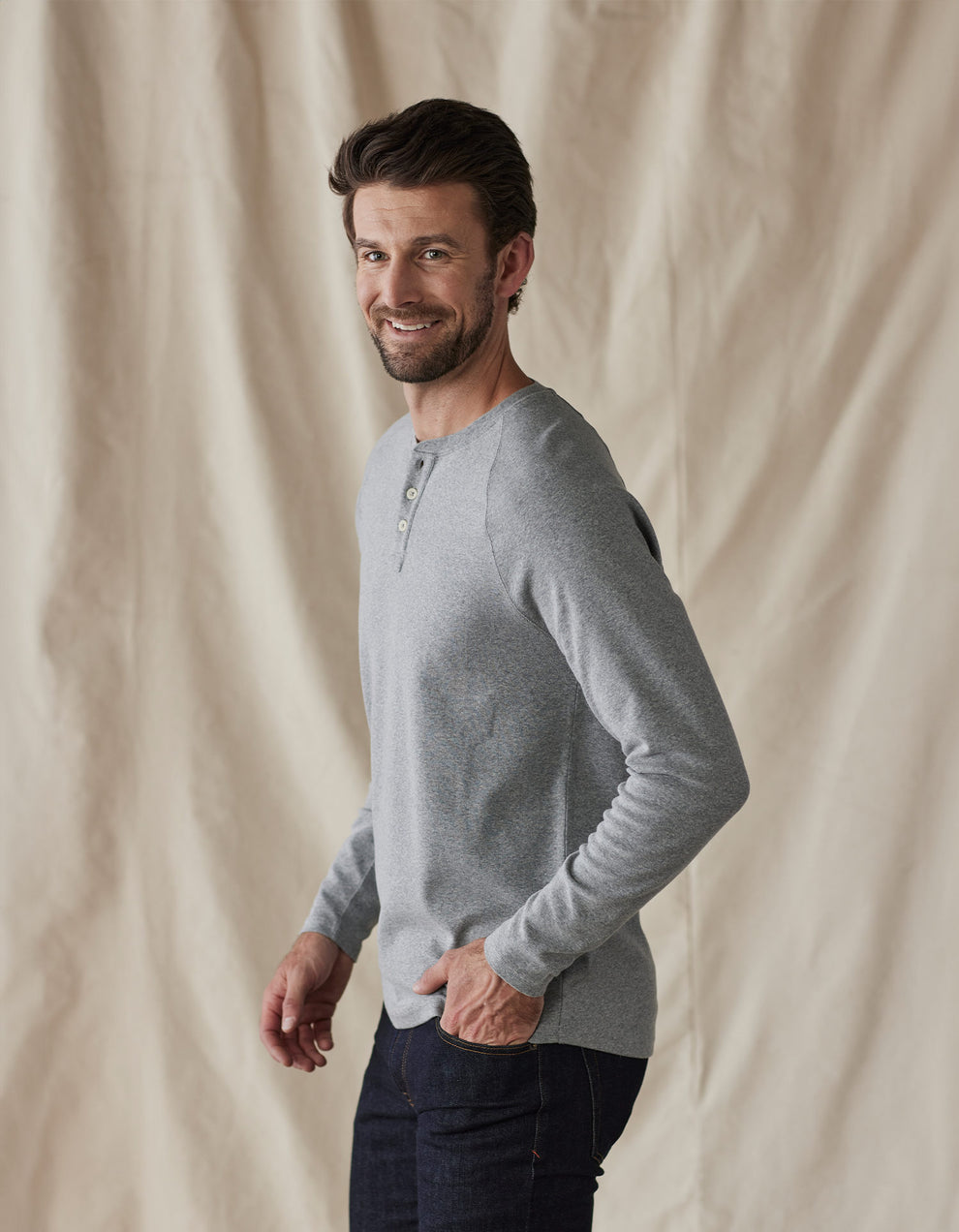 Puremeso Everyday Henley in Grey – The Normal Brand