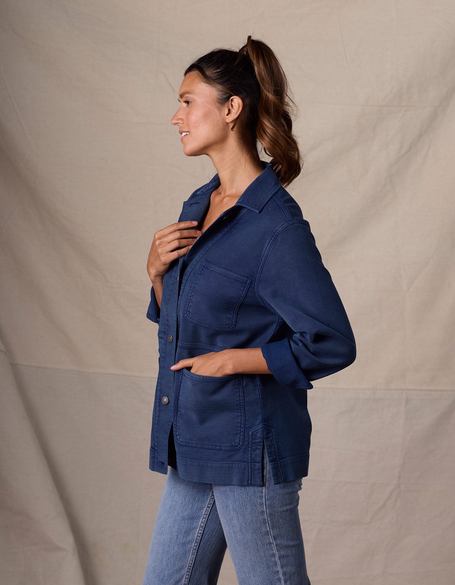 Women's Comfort Terry Chore Coat in Dark Indigo – The Normal Brand