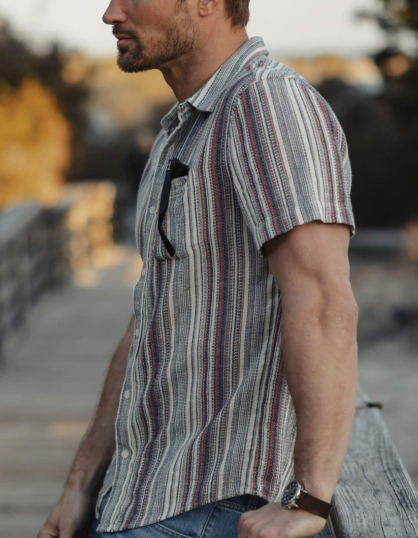 Freshwater Short Sleeve Button Up Shirt in Americana Stripe – The ...